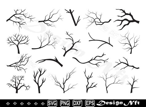 Tree Branch Svg Clipart Cut Files For Silhouette Vector Dxf Eps Png Design Etsy