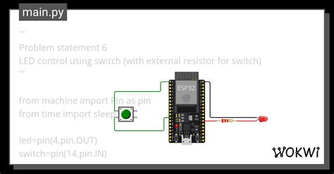 p6 led control using switch with external resistor for switch wokwi esp32 stm32 arduino