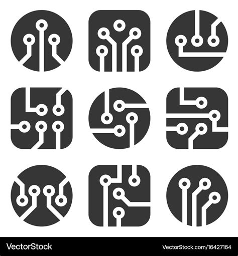 Cpu And Chips Icons Set Royalty Free Vector Image
