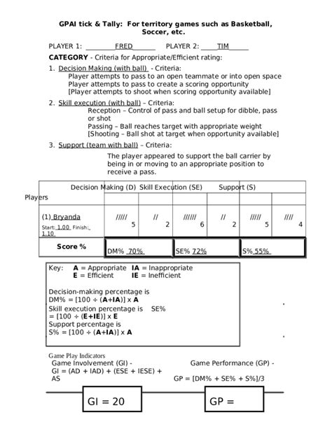 Gpai For Game For Tennis Web Uvic Doc Template Pdffiller