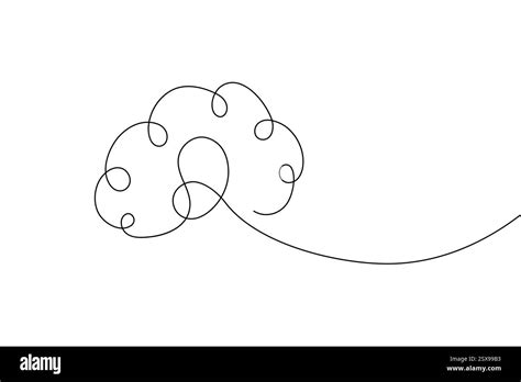 Human Brain Continuous One Line Drawing And Minimalist Style Isolate Outline Vector Illustration
