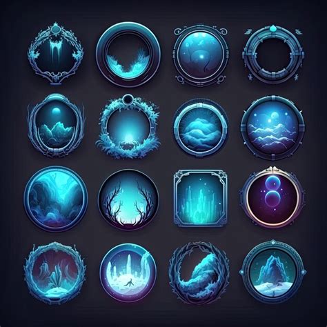 Premium Ai Image Blue Round Frame Game Ai Generated Ui Interface Backg Design Template Blue