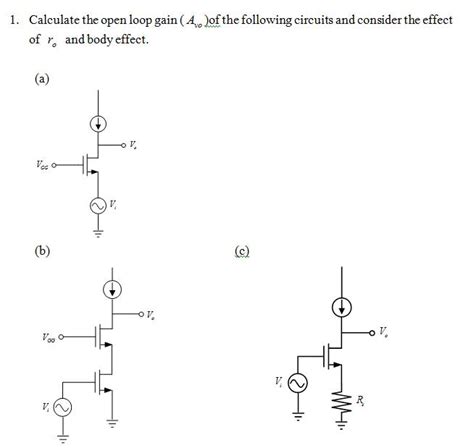 Solved Calculate The Open Loop Gain Avo Of The Following Chegg Com