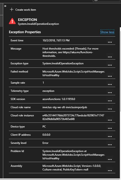Host Thresholds Exceeded Threads · Issue 973 · Azureazure Functions · Github