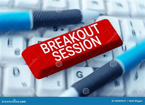 Sign Displaying Breakout Session Word Written On Workshop Discussion Or Presentation On