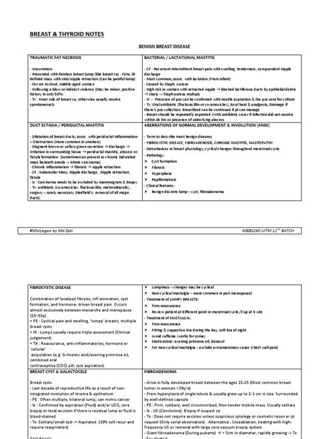 Breast And Thyroid Notes Pdf