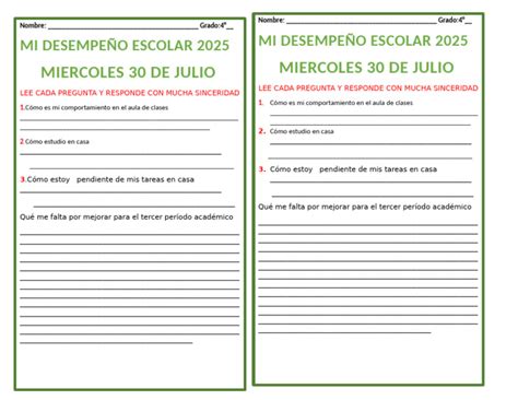 Evaluación Del Desempeño Escolar 2025 Pdf