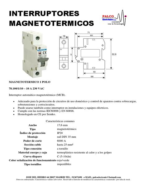 Interruptores Magnetotermicos Pdf Tornillo Máquinas