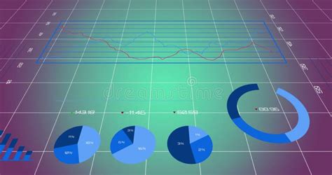 Animation Of Diagrams Over Data Processing On Green Background Stock