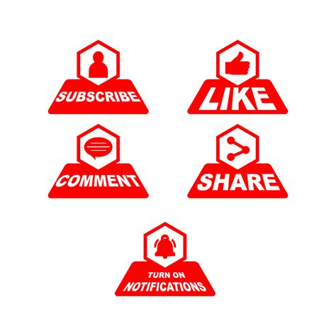 Subscribe Button Collection With The Like Share And Comment Section Red Color Button