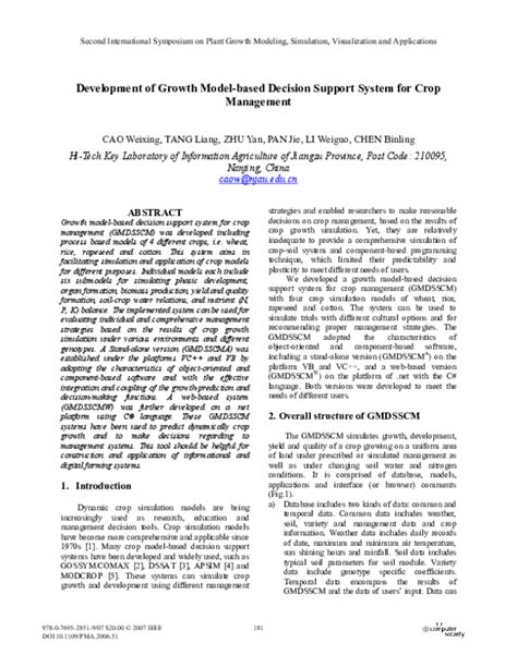 Pdf Development Of Growth Model Based Decision Support System For