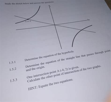 Solved Studthe Questions Determine The Equation Of The Hyperbola