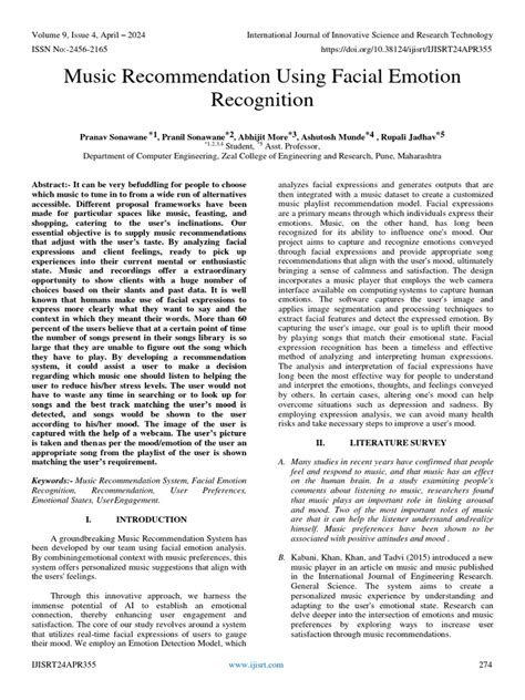 Music Recommendation Using Facial Emotion Recognition Pdf Emotions