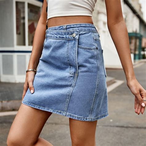 Hazel Blues® Asymmetrical Denim Mini Skirt Jeans Pour Femme Jupe