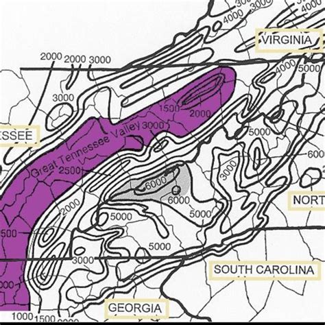 Smoothed Elevation Map Of The Southern Appalachian Mountains Contours