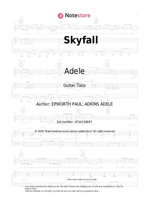 Skyfall Tabs Guitar Adele In Note Guitar Tabs Sku Gta0158097