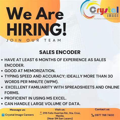 Crystal 📌 Were Hiring Sales Encoder 📌 Are You Detail Oriented And