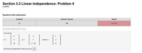solved section 3 3 linear independence problem 4 1 point