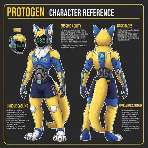 Detailed Protogen Fursona Image Reference Front And Back Views Ai