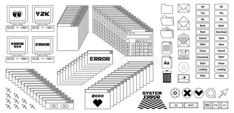 Retro Interface Ui Computer System Stock Illustrations 449 Retro Interface Ui Computer System