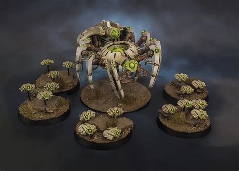 Canoptek Spider In A Ceramic Bronze Theme With Green Osl Warhammer40k