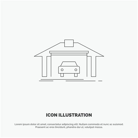 Garage Building Car Construction Line Icon Vector 14556373 Vector Art At Vecteezy