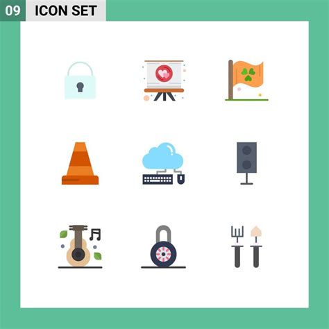 9 Universal Flat Colors Set For Web And Mobile Applications Cloud Keyboard Flag Computing