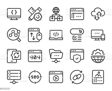 Web Development Line Icons Stock Illustration Download Image Now