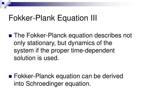Ppt Fokker Planck Equation And Its Related Topics Powerpoint