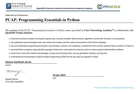 Santhosh Deven Swarna On Linkedin I Successfully Completed A Python Programmimg Certificate
