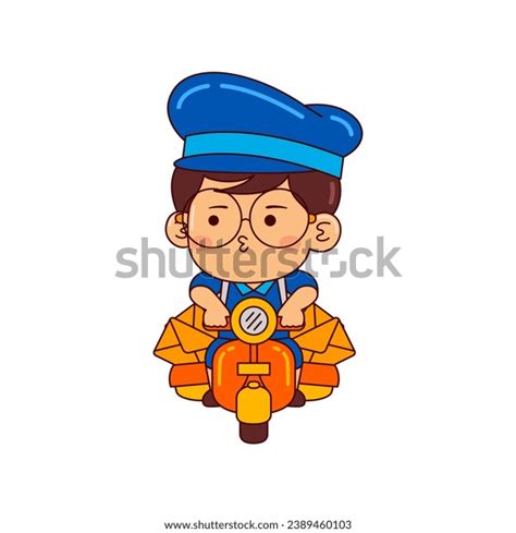 Cute Postman Boy Cartoon Character Stock Vector Royalty Free