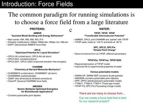 Ppt Systematic Force Field Optimization For More Accurate Molecular
