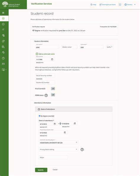 Close With Dates Of Attendance Clearinghouse School Secure Site Help