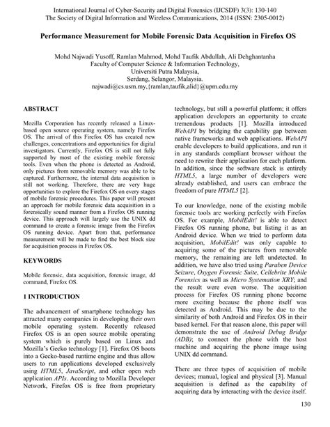 Pdf Performance Measurement For Mobile Forensic Data Acquisition In