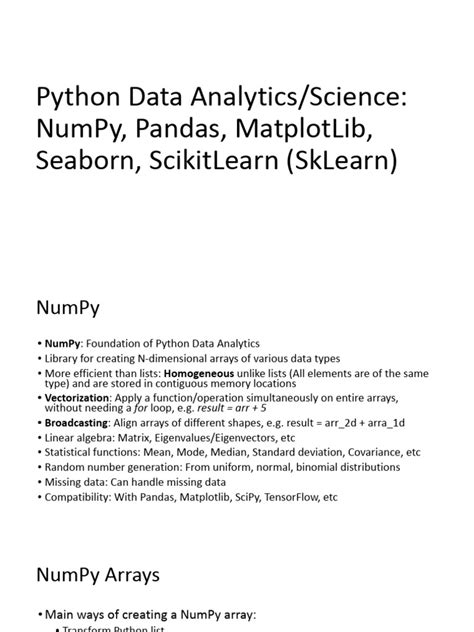 Numpy Pandas Matplotlib Seaborn Scikitlearn Sklearn Pdf