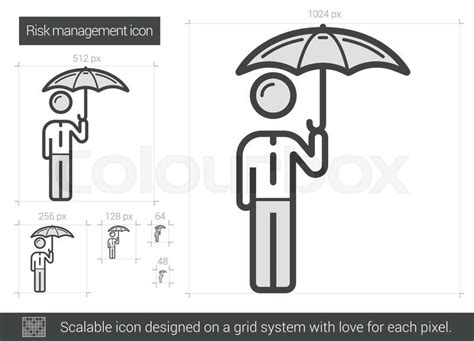 Risk Managment Vector Line Icon Isolated On White Background Colourbox