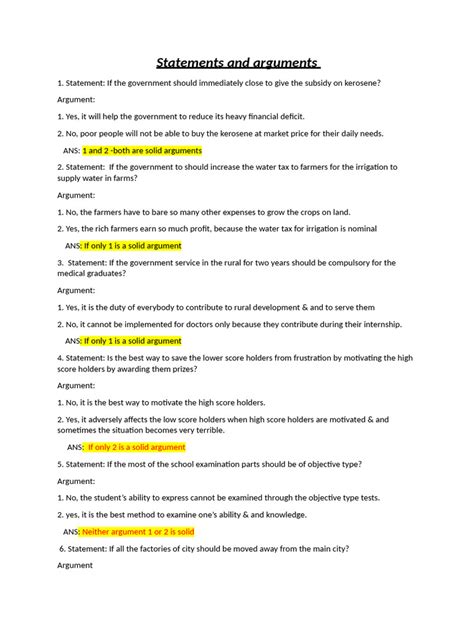 Statements And Arguments Pdf Elections Economies