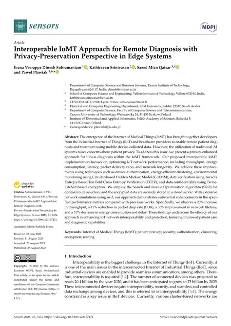 Pdf Interoperable Iomt Approach For Remote Diagnosis With Privacy