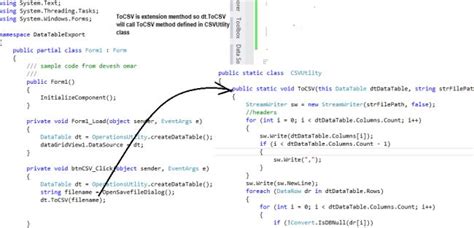 Export Datatable To Csv In C