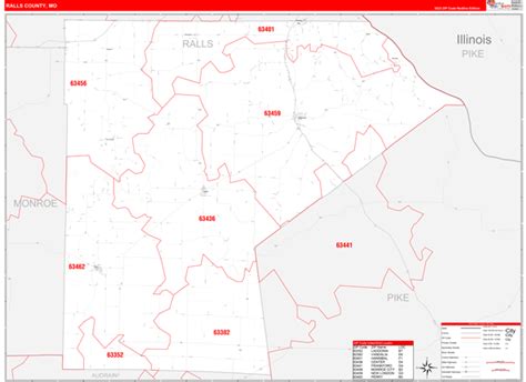 Ralls County Mo Zip Code Wall Map Red Line Style By Marketmaps Mapsales