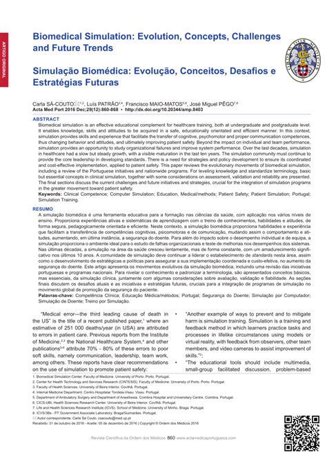 Pdf Biomedical Simulation Evolution Concepts Challenges And Future Trends