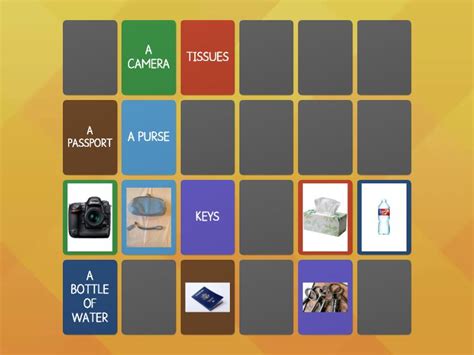 everyday objects memory game matching pairs