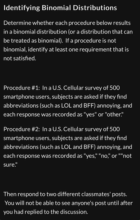 solved identifying binomial distributionsdetermine whether