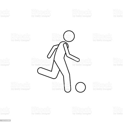 축구 선수는 공 아이콘으로 실행입니다 모바일 개념 및 웹 응용 프로그램에 대 한 축구 컵의 요소입니다 공 아이콘으로 실행 하는 얇은 선 축구 선수 개념에 대한 스톡 벡터