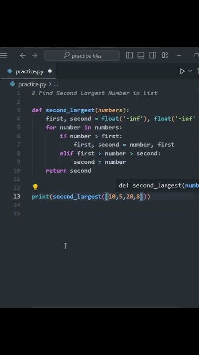 Find Second Largest Number Python Pythonprogrammingcodinglearnpython Pythonforbeginners