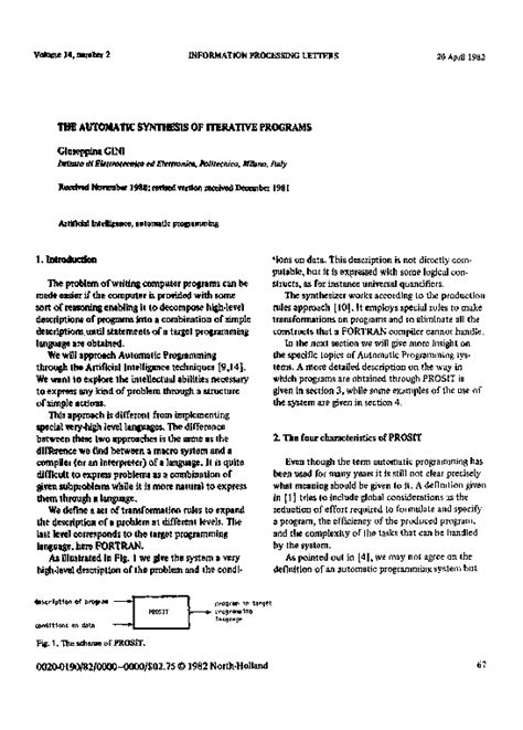 Pdf The Automatic Synthesis Of Iterative Programs