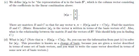 Solved 2 Let B And C Be The Following Two Bases Of R3