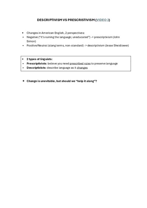 Video 2 Descriptivism Vs Prescriptivism Pdf