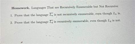Solved Homework Languages That Are Recursively Enumerable