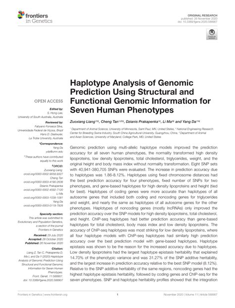 Pdf Haplotype Analysis Of Genomic Prediction Using Structural And